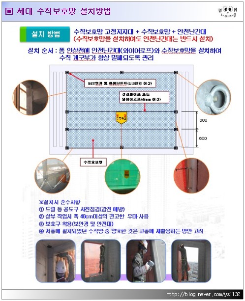 아파트공사 세대 발코니 수직보호망 설치방법와이어로프 네이버 블로그