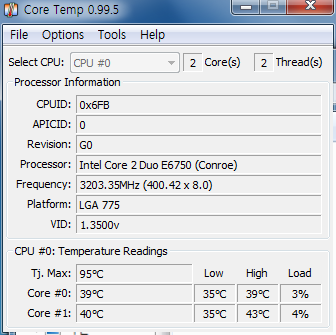 Core Temp 0.99.5 오버클럭 3종세트 중 막내죠. : 네이버 블로그