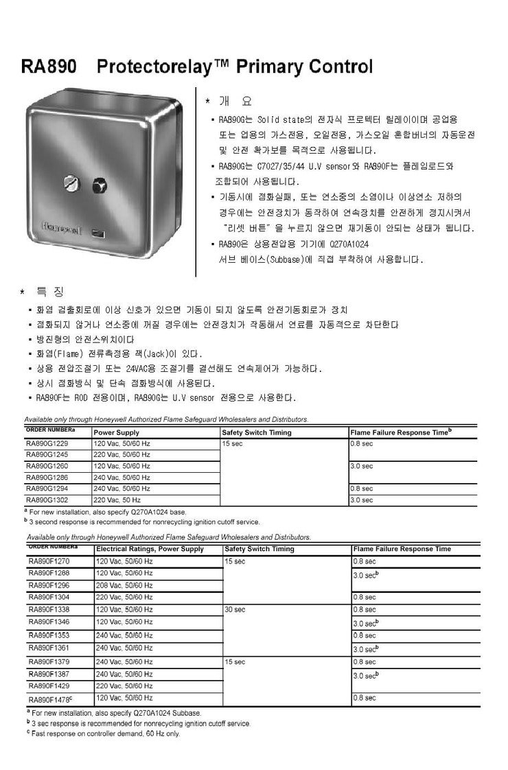 RA890G1245, RA890G1229, RA890F1270, RA890F1288, RA890F1296 프로텍터릴레이 제품 ...