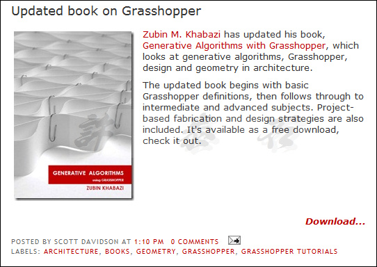 Updated book on Grasshopper (Generative Algorithms) : 네이버 블로그