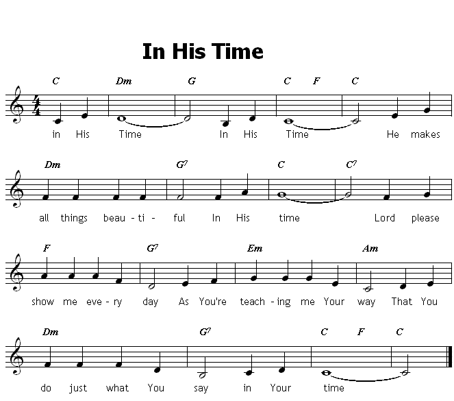 [악보] In His Time / 주님의 시간에 [영문악보, C코드] : 네이버 블로그