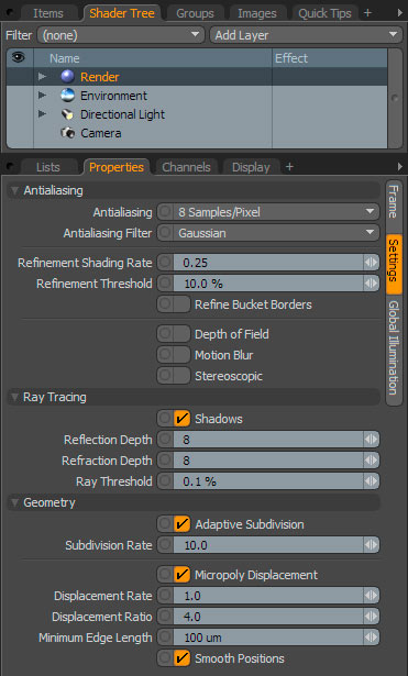 Render & Shading Tools (5) Render Items Properties 3-2 Settings Tab (260~267) : 네이버 블로그