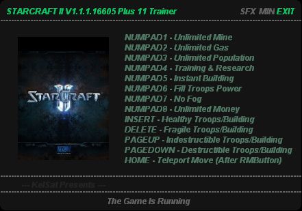 스타2 트레이너, Starcraft 2 Trainer, 스타크래프트2 트레이너 스타크래프트 버전 - 1.1.1.16605 ...