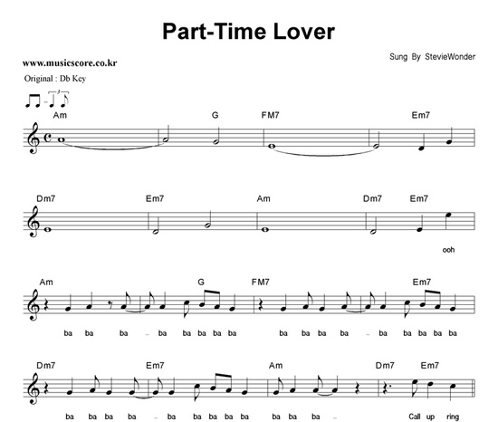 StevieWonder Part-Time Lover ( 악보 , 음악 ) : 네이버 블로그