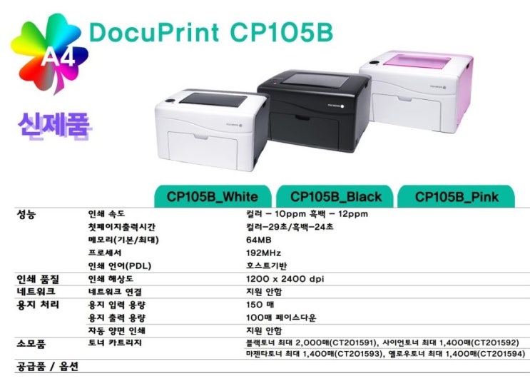 선명한 후지제록스 컬러레이저프린터 CP105 프린터 : 네이버 블로그