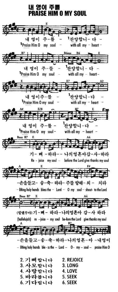[ccm악보] 내 영이 주를 Praise Him O My Soul [정종원 영문악보 E키] 네이버 블로그