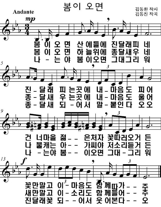 봄이오면 악보 C Eb F G 네이버 블로그