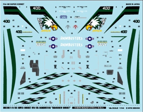 [MYK DESIGN] Decal 1/144 Boeing F/A-18E Super Hornet VFA-195 Dambusters ...