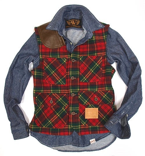 Westage Wool Cashmere Lth, Gun Patch Lumberjack Vest [웨스티지 울 레더 건패치 럼버잭 ...