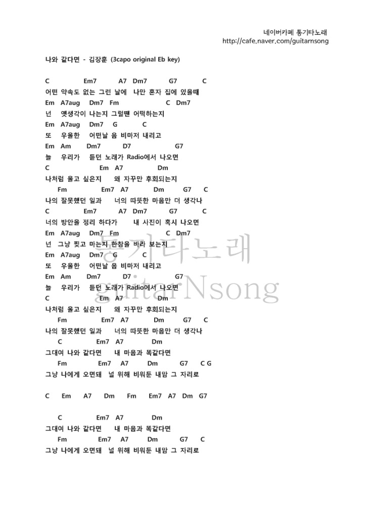 기타 연습을 위한 코드악보 모음 네이버 블로그