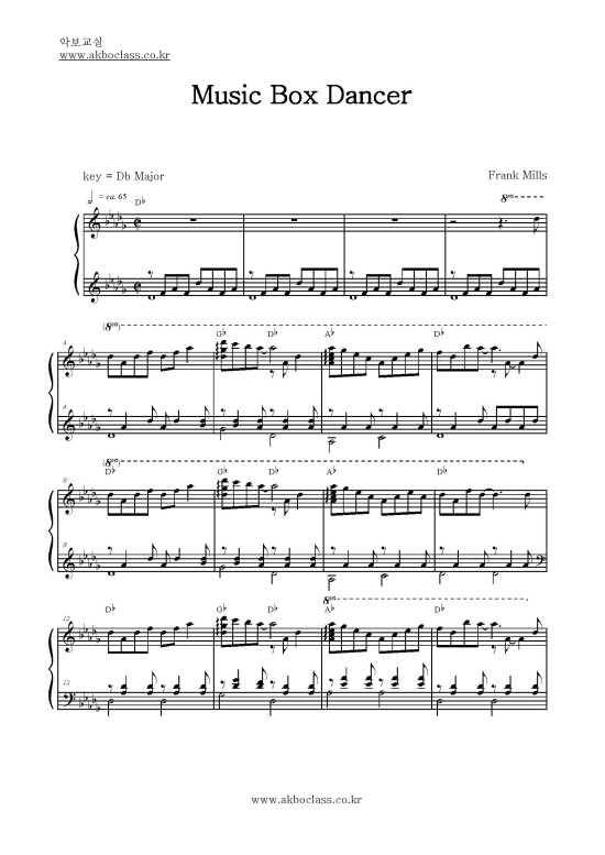 Frank Mills-Music Box Dancer 악보 & Frank Mills-Music Box Dancer 악보 ...