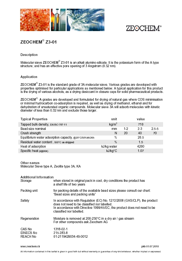 모리큐라시브 (Molecular sieve) - ZEOCHEM : 네이버 블로그