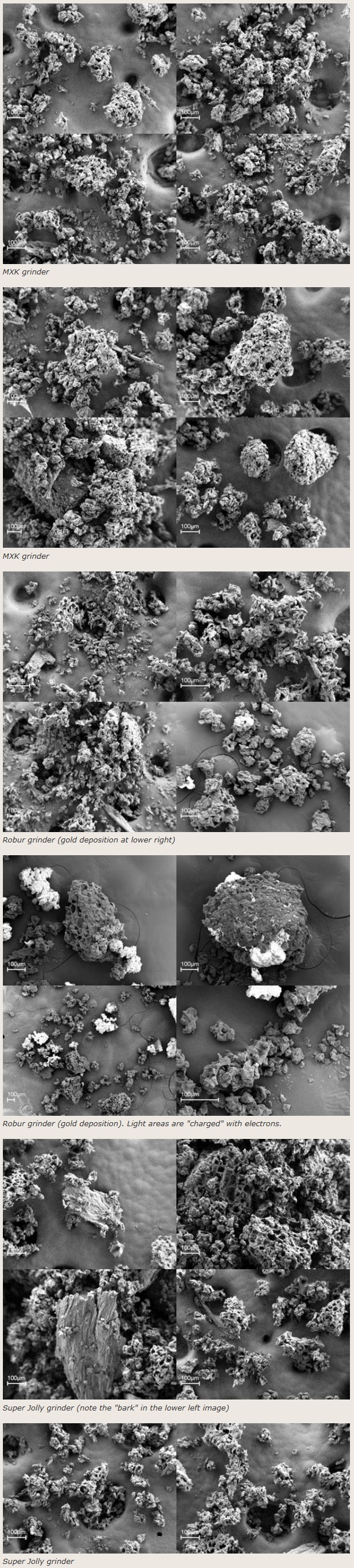 전자 현미경을 통한 플랫버와 코니컬 버의 분쇄 입자 분석 Scanning Electron Microscope (SEM ...