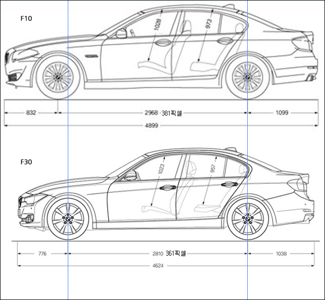 F10 vs F30 신형 3시리즈 크기비교 : 네이버 블로그
