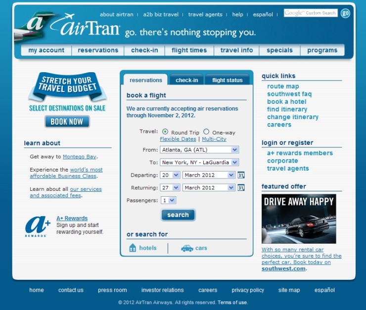 Airtran 항공권 예약하기 : 네이버 블로그