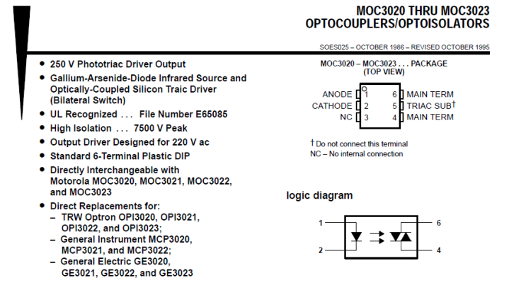 MOC3020 ~ MOC3023 Triac Coupler : 네이버 블로그