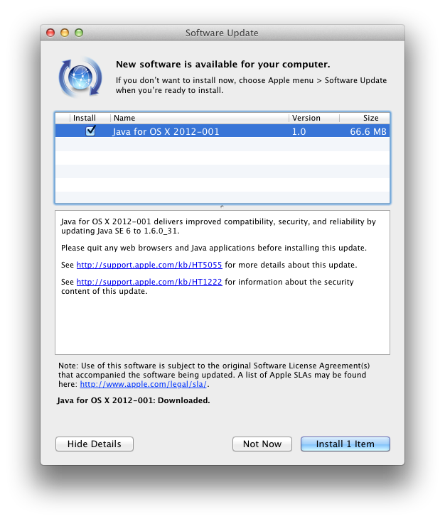 Java for OS X 2012-001 update : 네이버 블로그
