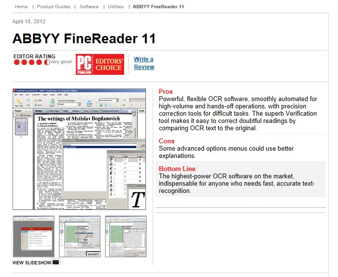 [OCR 솔루션 전문기업 레티아] 미국 PC Magazine에서 Editor's Choice로 Fine reader 선정 ...