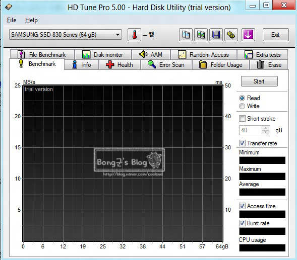 HD Tune Pro 5.00 - HDD, SSD 벤치마크 및 건강상태 체크 : 네이버 블로그