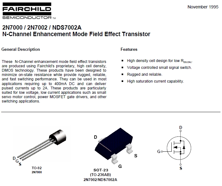 2N7000 / 2N7002 / NDS7002A Mos FET : 네이버 블로그