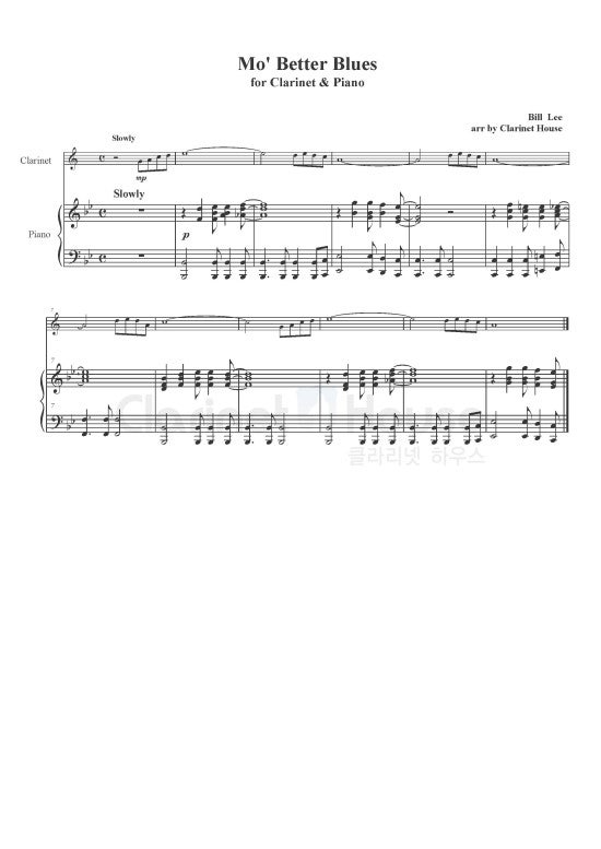 클라리넷 악보 / Mo’Better Blues – Bill Lee : 네이버 블로그
