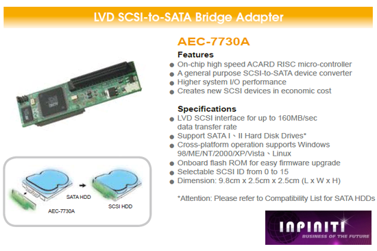 LVD SCSI-to-SATA Bridge Adapter AEC-7730A : 네이버 블로그