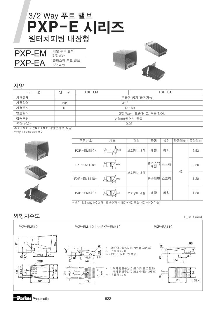 PARKER 3/2WAY 푸트밸브 원터치피팅내장형 PXP-E시리즈 (3/2WAY FOOT VALVE) : 네이버 블로그