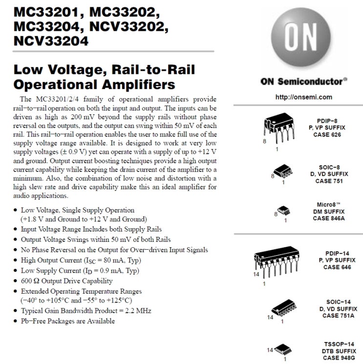 Low Voltage, Rail-to-Rail Operational Amplifiers MC33201, MC33202 ...