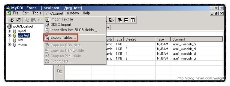 [mysql]. Mysql-Front로 백업하기 : 네이버 블로그