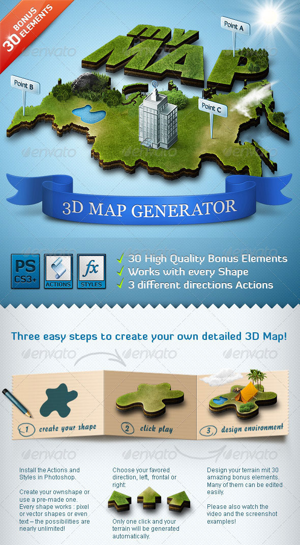 [포토샵액션] 3D 지도 만들기 (3D Map Generator Action) : 네이버 블로그