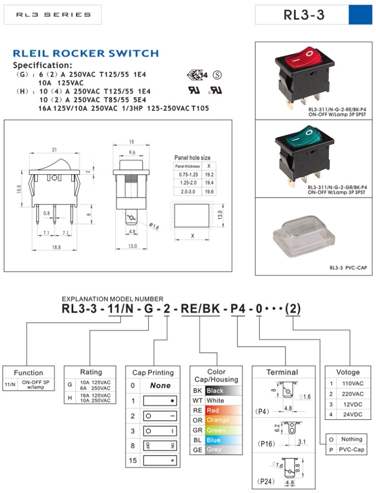 라커스위치,ROCKER SWITCH,RL3-311N-G-2-RE/BK-P4,RL3-311N-G-2-GR/BK-P4 : 네이버 블로그