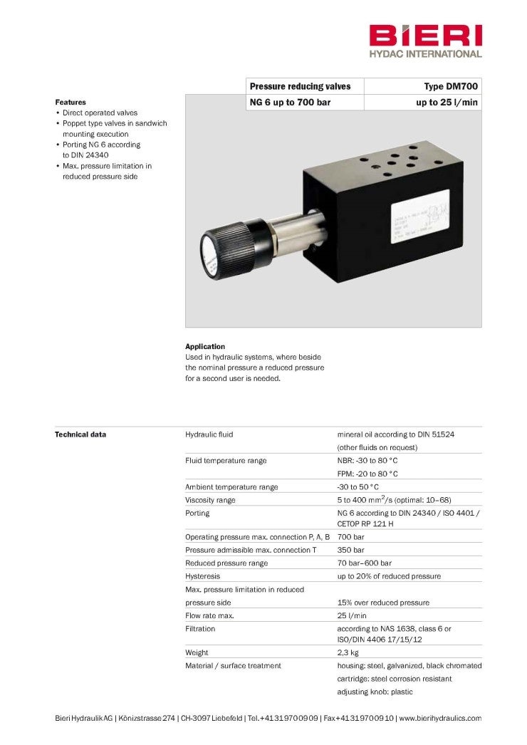 비에리 BIERI 감압 밸브 DM700 시리즈 (PRESSURE REDUCING VALVE DM700 SERIES) : 네이버 블로그