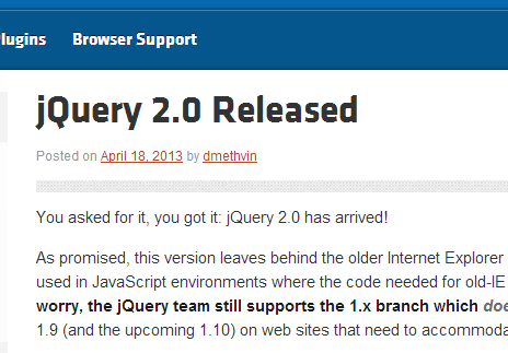 jQuery 2.0 이 나왔다. : 네이버 블로그