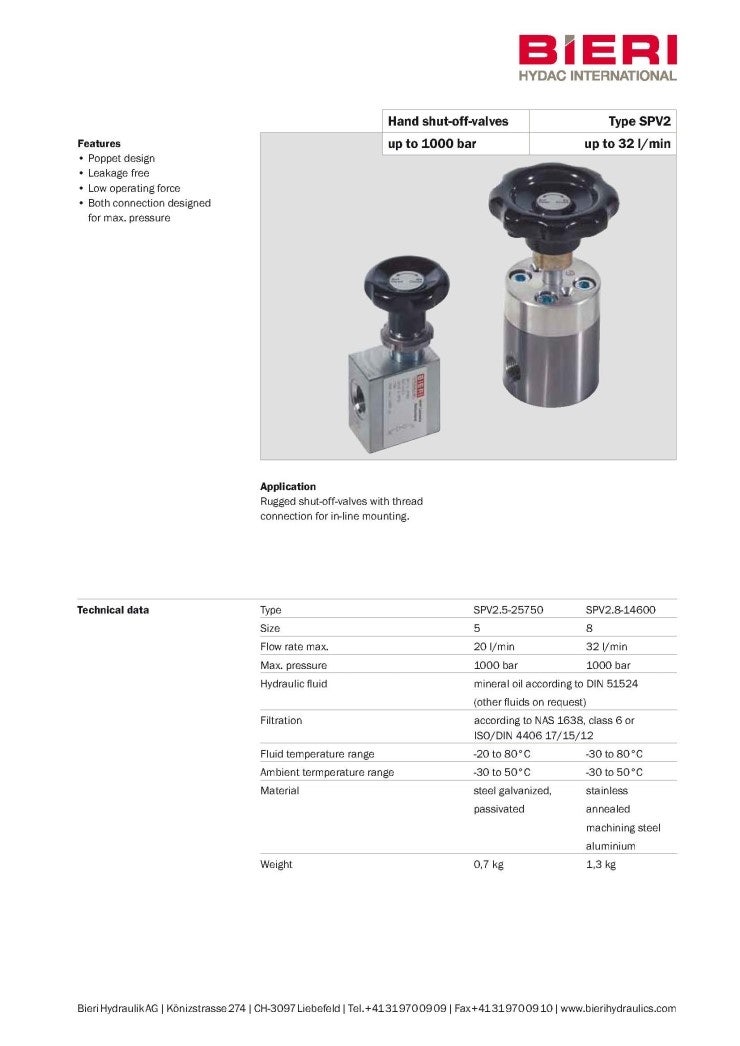 비에리 BIERI 핸드 셧 오프 밸브 SPV2 시리즈 (HAND SHUT OFF VALVE SPV2 SERIES) : 네이버 블로그