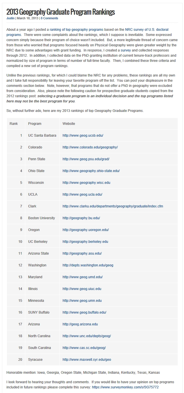 2013년 미국 대학 전공 순위_GIS/RS (Geography) : 네이버 블로그