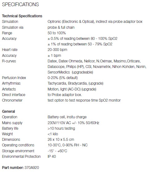 SpO2 Simulator, 산소포화도측정기 시뮬레이터, Handheld SpO2 Simulator, optical ...