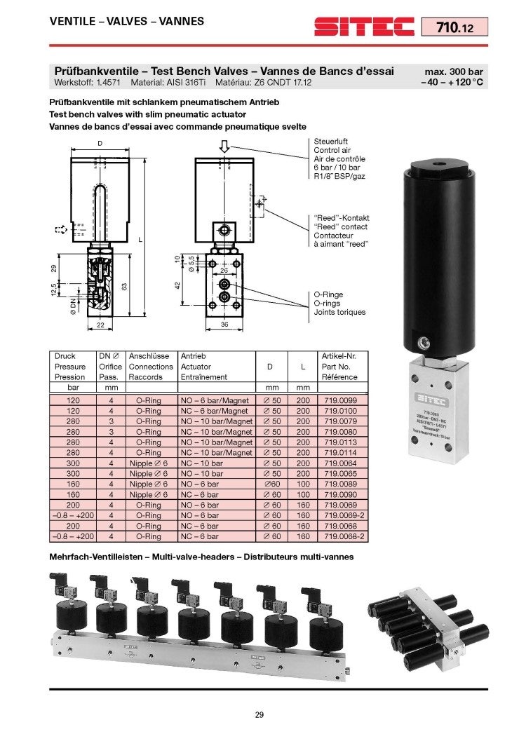 씨텍 SITEC 초고압 테스트 벤치 밸브 300 BAR (710.12) (HIGH PRESSURE TEST BENCH VALVE ...