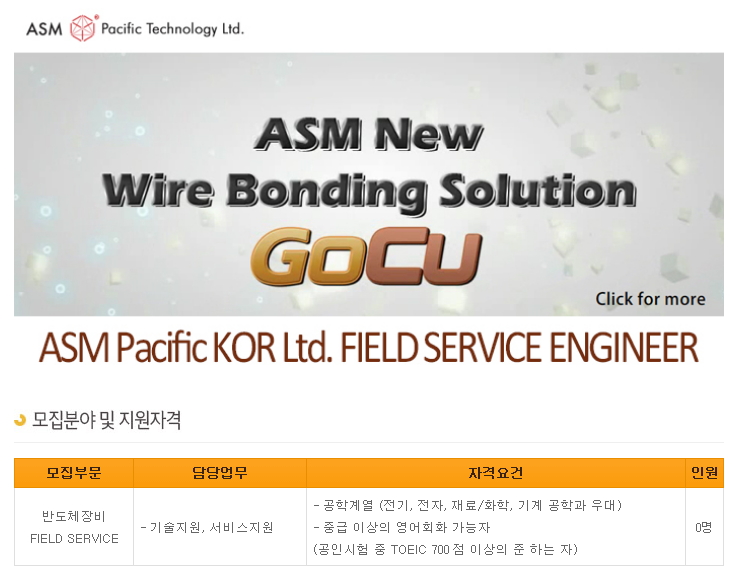 ASM Pacific KOR Ltd. 채용 :: FIELD SERVICE ENGINEER(~07/31) : 네이버 블로그