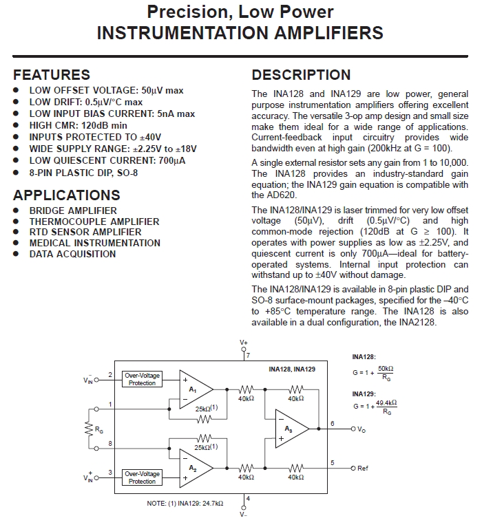 INA128 - precision Low power Instrument Amplifier : 네이버 블로그