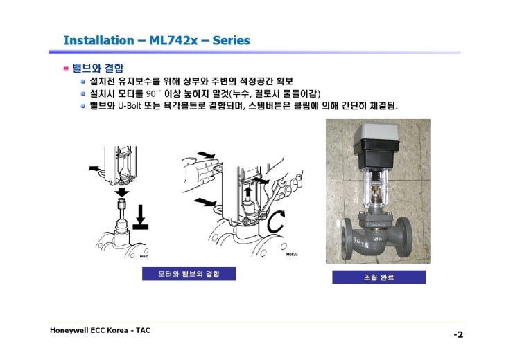 [하니웰 모터 ] ML7420A / ML7420 /ML7421 조립도 신한텍 02-2266-1966 : 네이버 블로그