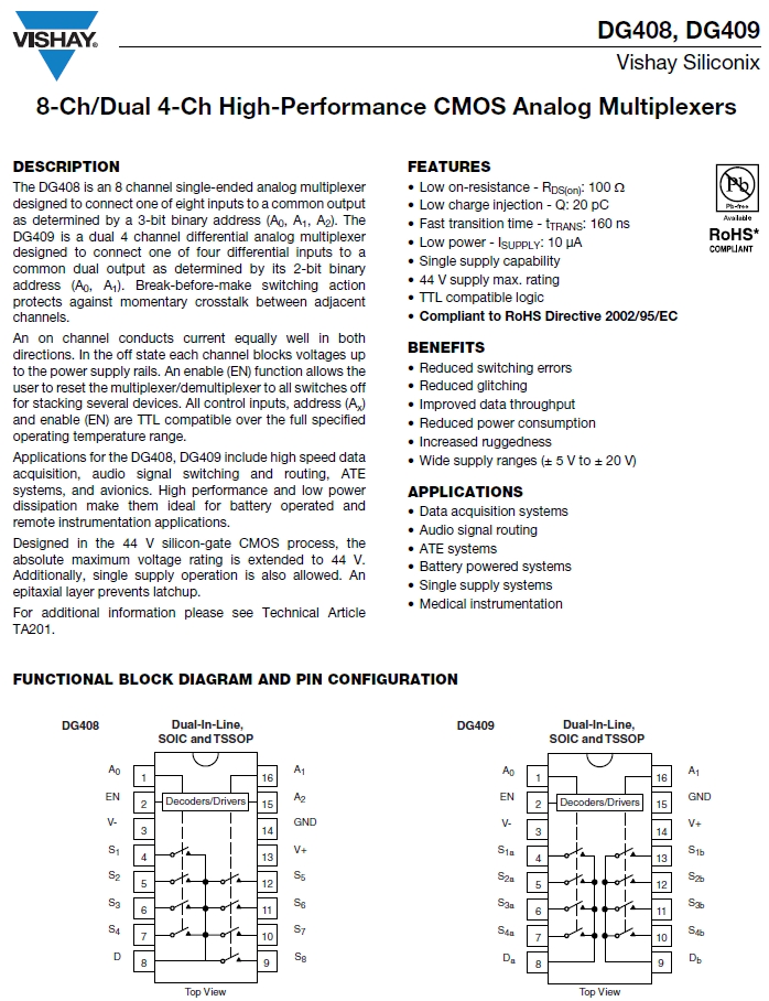 DG408, DG409 CMOS analog Multiplexers : 네이버 블로그