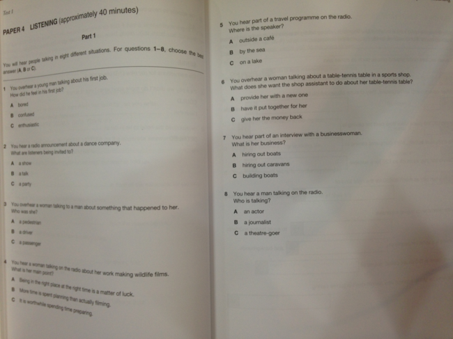 Cambridge FCE Test: Listening part 1. : 네이버 블로그