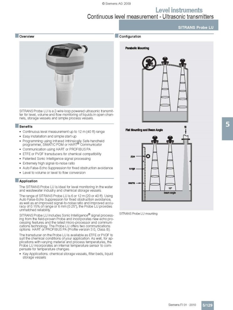 PROBE LU 카다로그_20100917 ; CONTINUOUS level measurement - Ultrasonic ...