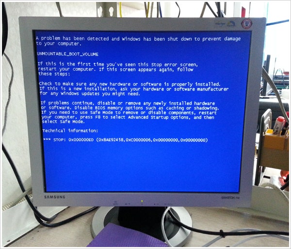 블루스크린(파란화면) UNMOUNTABLE BOOT VOLUME 원인과 해결방법 : 네이버 블로그