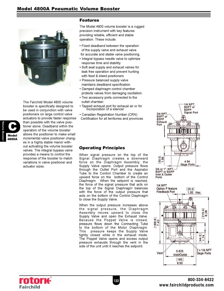 페어차일드 FAIRCHILD 공압 볼륨 부스터 MODEL 4800A 시리즈 (PNEUMATIC VOLUME BOOSTER ...