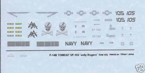 [Y-Kraft decals] Decal 1/144 F-14B Tomcat VF-103 Jolly Rogers Low Viz ...
