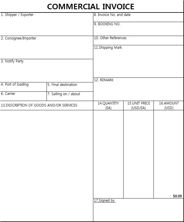 상업송장(Invoice, 인보이스) 작성 방법 및 양식 : 네이버 블로그