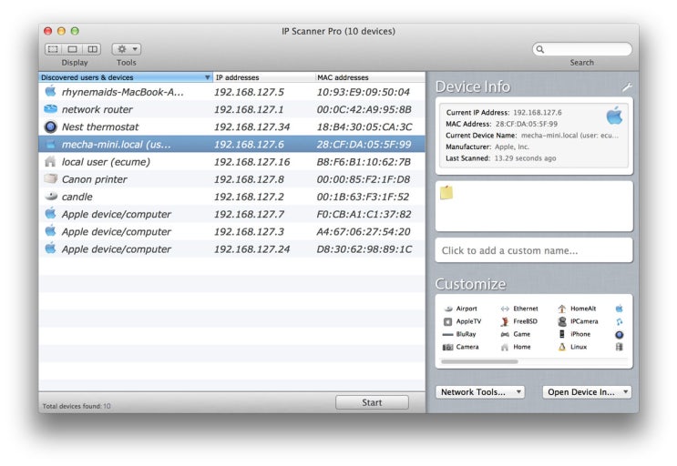 [Macintosh][Network] IP Scanner - 네트워크 스캔 (Device Name/Type/IP/MAC ...