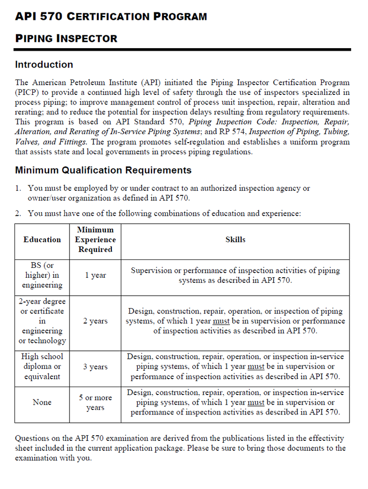 [API ICP] API 570 Piping Inspector Certification Program 응시 자격 : 네이버 블로그