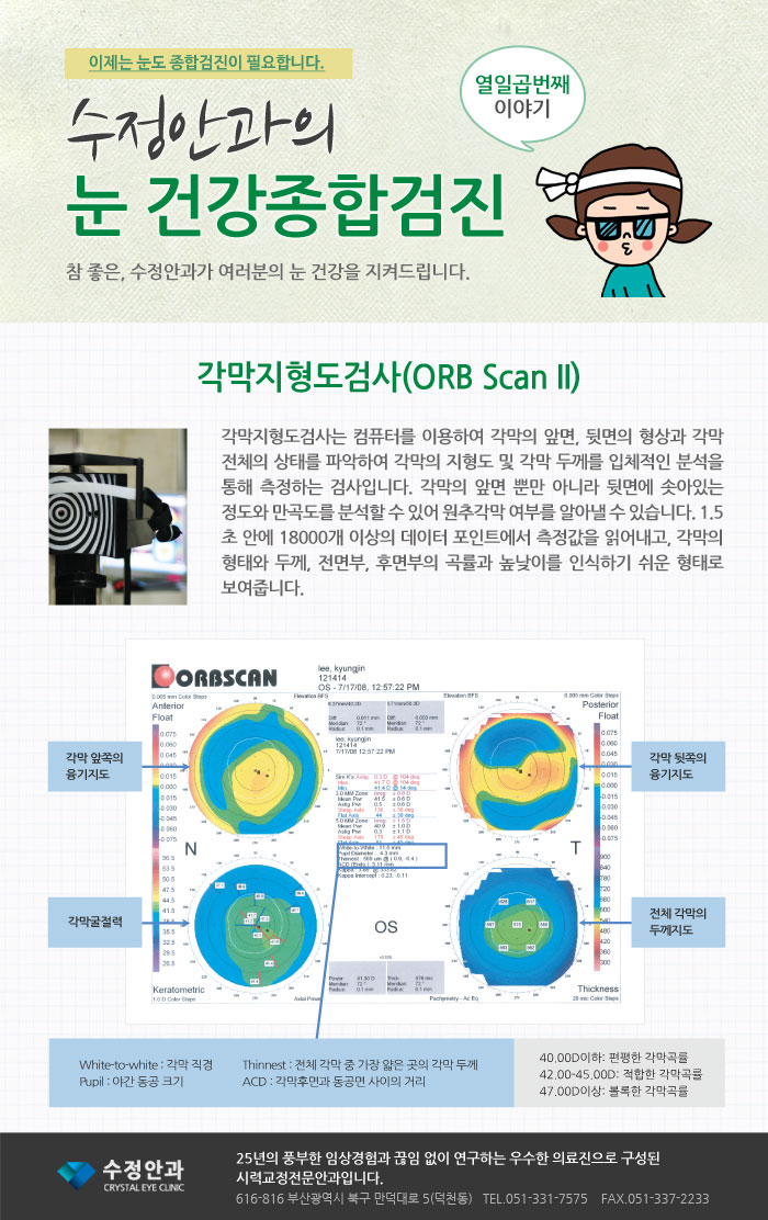 [부산안과/수정안과] 눈 건강종합검진/부산 눈검진/각막지형도검사 ORB Scan II : 네이버 블로그